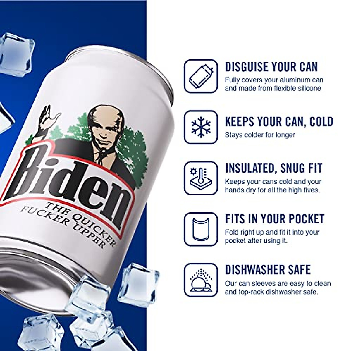 Beersy Silicone Sleeve Beer Can Cover - Insulated Can Sleeve - Novelty Disguise for Outdoor Events, Golf, Parties, Concerts,Tailgate - Hide a Beer To Look Like Soda, Fits 12 oz (Quicker Fucker Upper)