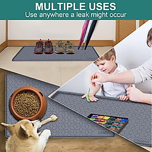 CANIVI Under Sink Mat, 34" x 22" Waterproof Silicone Under Sink Tray for Kitchen & Laundry Cabinets, Kitchen Cabinet Shelf Protector, Up to 3.3 Gallons Liquid, Fits 36 inch Standard Cabinet(Grey)