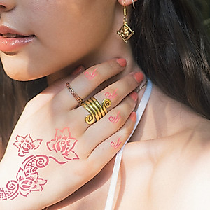 ChurlChurl Henna Tattoo Stencil Kit 190pcs, 24 Sheets Henna Stencils Reusable Temporary Indian Arabian Glitter Airbrush Tattoo Stencils for Face Body Paint DIY