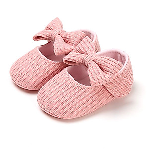 GDSDYM Baby Girls Mary Jane Flats with Bowknot Princess Wedding Dress Shoes Soft Newborn Infant Crib First Walker Prewalker