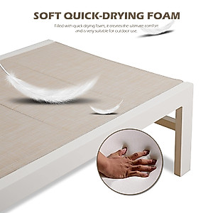 Iwicker Patio 2-Pieces Aluminum Chaise Lounge Chairs Adjustable Outdoor Quick Dry Foam Padded Lounger Reclining Chairs with 5-Position Backrest,Beige