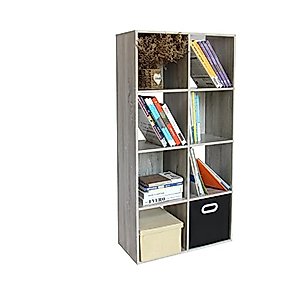 PACHIRA E-Commerce Cubby Storage Organizer, 8 Cube Unit Shelf, Closet Cabinet, DVD Rack Bookshelf File Organizer Rack in Study, Each Cube 28.5 cm, Oak Grey