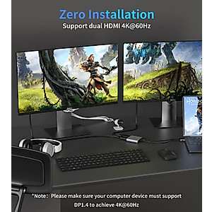 fairikabe USB C to HDMI Adapter Dual 4K@60Hz, 4 in 1 USB C to HDMI Converter with 100W PD Charging USB 3.0, USB C to HDMI Splitter Extended Display Compatible Thunderbolt 3/4