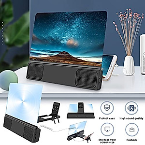Kadlawus Magnifier Phone Screen Projector - 12 Inch Portable Audio Mobile Phone Screen Amplifier with Audio Anti-Blue Light Ultra Slear Screen Mobile Phone Magnifier