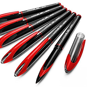 Uni-Ball AIR Micro - 0.5mm Fine Rollerball - Pack of 6 - Red - UBA-188-M