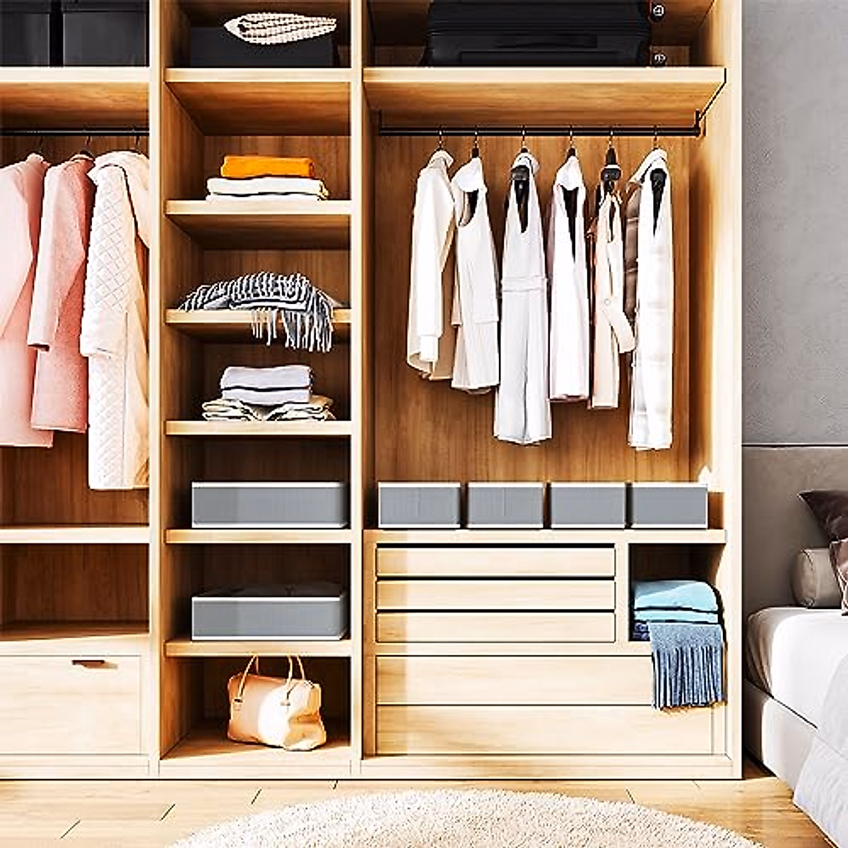 homsorout Sock Underwear Organizers, 6 Packs Drawer Organizers for Clothing, Foldable Dresser Drawer Organizer, Closet Organizers and Storage Bins for Socks, Bras, Underwear (Grey)