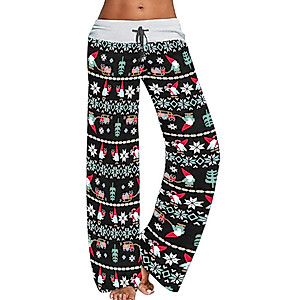 AMiERY Women's Christmas Pajamas Pants Xmas Gifts Pajama Bottoms Pants Palazzo XXL