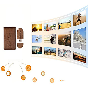 ZLP Customized Gift Wooden 64GB USB 2.0 Flash Drive Memroy Stick Disk Super Speed Thumb Drive Jump Drive and Box Logo Gift Commemorative Custom for Birthday Wedding 64G Walnut