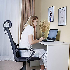 SMUG Office Ergonomic Mesh Home Headrest Computer Desk Chair, Black