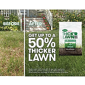 Scotts Turf Builder THICK'R LAWN Grass Seed, Fertilizer, and Soil Improver for Sun & Shade, 1,200 sq. ft., 12 lbs.