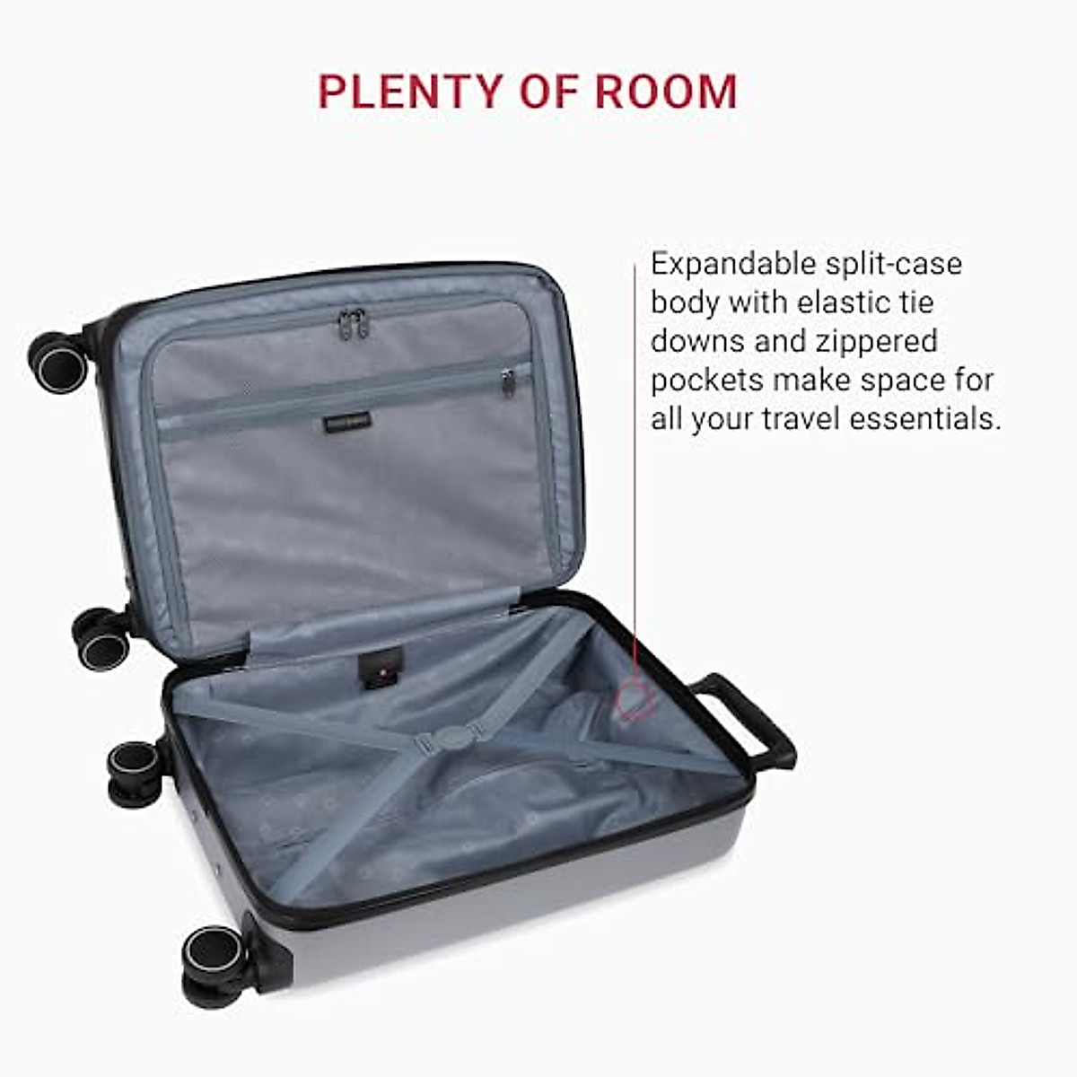 SwissGear 8020 Eclipse Hardside Expandable Luggage with Spinner Wheels, Ultimate Grey, Carry-On 18-Inch