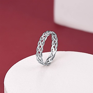 FaithHeart Women Wedding Rings 4mm Plain Silver Ireland Celtic Knot Band Ring Jewelry for Wife