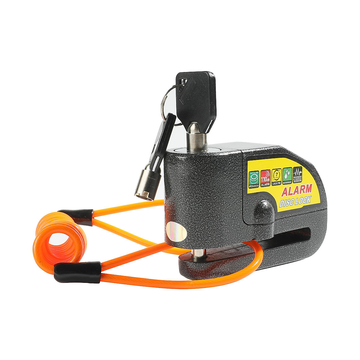 Zlirfy Motorcycle Alarm Disc Brake Lock,Waterproof Motorcycle Security Alarm Padlock,110db Alarm Sound Anti-Theft Security Wheel Disc Lock with Reminder Cable Keys and Carry Pouch