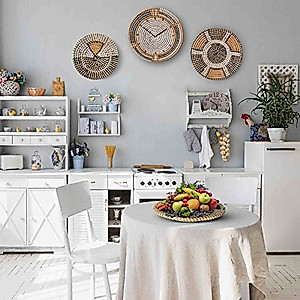 Aureika Decorative Hanging Wall Baskets from Seagrass - Round Wicker Basket Wall Decor - Wicker Wall Art - Wall Basket Decor Boho Flat - Decorative Baskets for Wall with Unique Design (Cyrence)