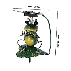 LABRIMP Creative Light Garden D Welcome Walkway Outdoor Art Pathway Frog Solar Patio Lawn Statue Musician Home Stake Powered Sign for Dark Figurine Ornament Green Sculpture Frogs Lights