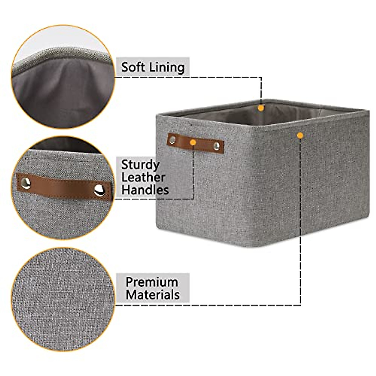 DULLEMELO Linen Closet Organizers and Storage Baskets for Office, Bedroom, Cloth, Baskets for Organizing and Storage with handles for Shelves,Closet,Gift,Toys(Grey,15"x11"x9.5",4-Pack)