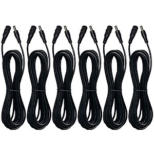 Power Extension Cord, 6 Pack DC 12v 10ft 2.1mm x 5.5mm Power Adapter Supply Camera Extension Cable for CCTV Wireless IP Security Camera, LED Strip, Car, Monitors,DVR, Audio Camera,Router (6 Pack)