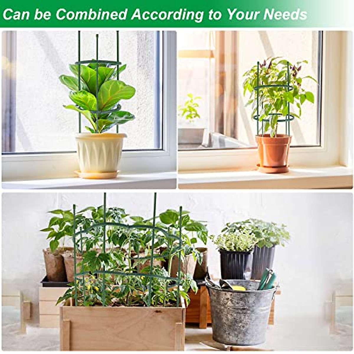 Plant Support Cages 15.7 Inches Garden Plant Support Ring Plant Stake Plant Support Tomato Cage, Perfect for Small Plants, Vegetables, Flowers, Plant Trellis for Potted Plants 2 Pack