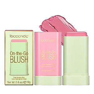 Blush Stick 2-in-1 Cheek and Lip Tint Soft Cream On-the-Go Blush Stick Blendable for Cheek Makeup，Blush Stick for Cheeks and Lips (Shy Pink)