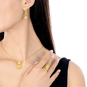 CHOW SANG SANG 999.9 24K Gold Price-by-Weight 4.86g Gold Blossom Drop Earrings for Women and Wedding Occasion 86942E