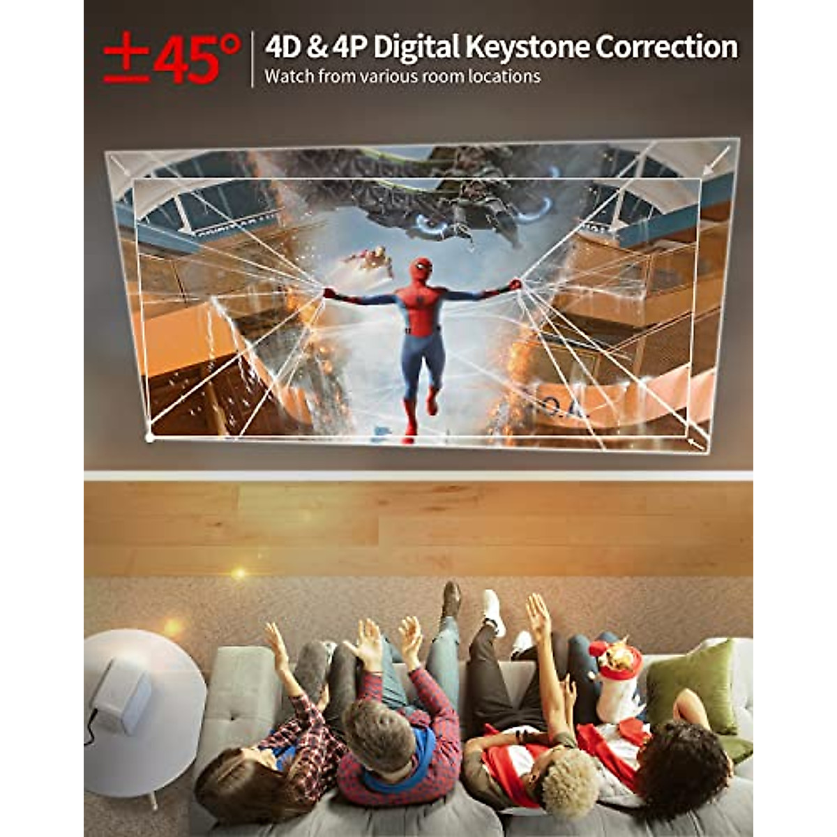 Native 1080P FHD Projector, 4K projector with Netflix-Certified, Android TV10.0, 5000+ Apps, 350 ANSI, Stereo Speaker, 5G WiFi & Bluetooth, Movie Projector Wireless Compatible with iOS/Android/Windows