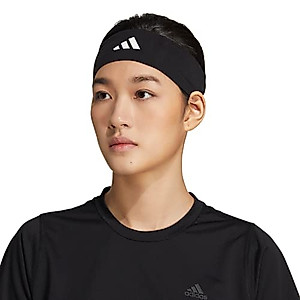 adidas Alphaskin Elastic Headband, Black/White/2, One Size