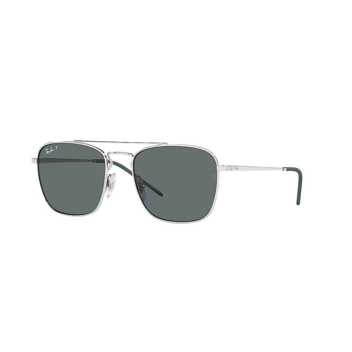 Ray-Ban RB3588 Square Sunglasses, Silver/Dark Grey Polarized, 55 mm