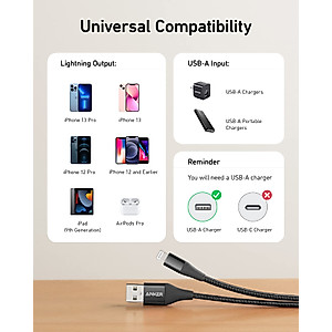 Anker Powerline+ II Lightning Cable 3-Pack (3 ft, 3 ft, 6 ft), MFi Certified for Flawless Compatibility with iPhone 11/11 Pro / 11 Pro Max/Xs/XS Max/XR/X / 8/8 Plus / 7 and More (Black)