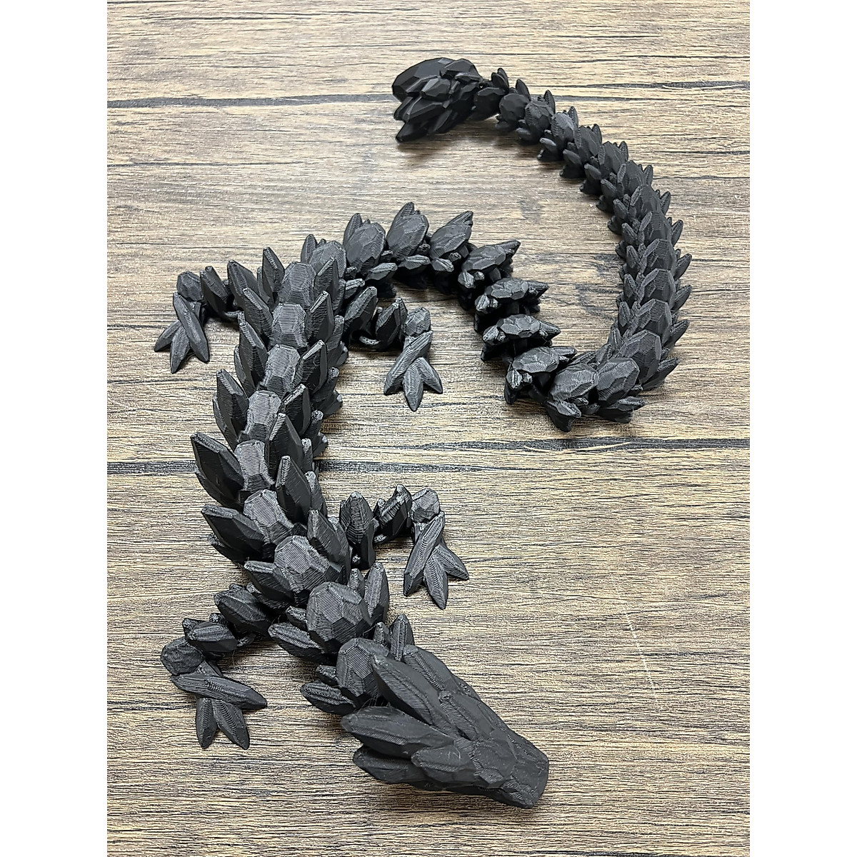 MunnyGrubbers - XL 26" Crystal Dragon Fidget Toy - Heavy Duty - 3D Printed Flexible Articulating Dragon Plastic Collectible Figurine - Surprise Egg Compatible - (Black Dragon)