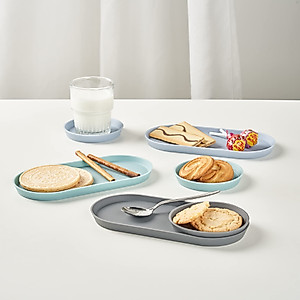 Blue Ginkgo Mini Silicone Trays – Set of 6 Easy-Clean Organizers for Bathroom, Kitchen, Desk, Vanity, and Cosmetics (Blue, Mint, Gray)