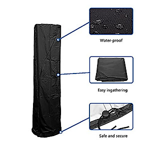 AKEfit Patio Heater Cover, 420D Garden Heater Covers Waterproof with Zipper Propane Square Heater Cover Fire Sense Outdoor Heater Cover for standing Heater