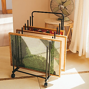 GENMOUS Art Storage Rack with Caster Wheels, Art Drying Rack Metal Storage Stand for Canvas Storage Paint Drying Rack,Drawing Board Stands for Printed Matter,Crafts Drying,Art Studio,Classrooms Easel