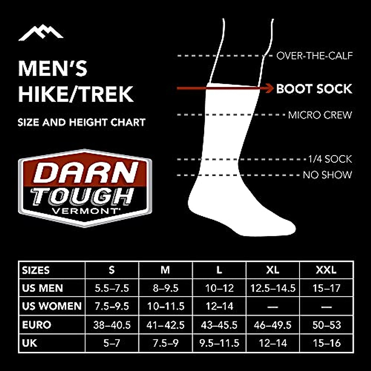 Darn Tough (Style 1403) Men's Hiker Hike/Trek Sock - Charcoal, Large