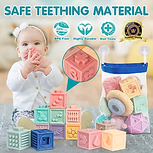 Baby Toys 6 to 12 Months Baby Blocks Soft Stacking Toys for Infant, Montessori Toys for Babies 1 2 3 Years Old Building Blocks Toys for Babies 6 Months and Up, Educational Learning Toys, 23PCS