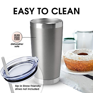 HASLE OUTFITTERS 20oz Tumblers Bulk Stainless Steel Cup with Lid Double Wall Vacuum Insulated Coffee Mug for Cold & Hot Drinks 1 Pack, Grey