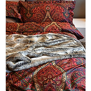 Eikei Boho Paisley Print Luxury Duvet Quilt Cover and Shams 3pc Bedding Set Bohemian Damask Medallion 350TC Egyptian Cotton Sateen (King)