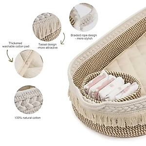 Baby Changing Basket, Cotton Rope Moses Basket, Diaper Changer, Handwoven, Boho Nursery Décor, Changing Nursery/Dresser/Table Topper, Baby Bassinet Station with Soft Pad