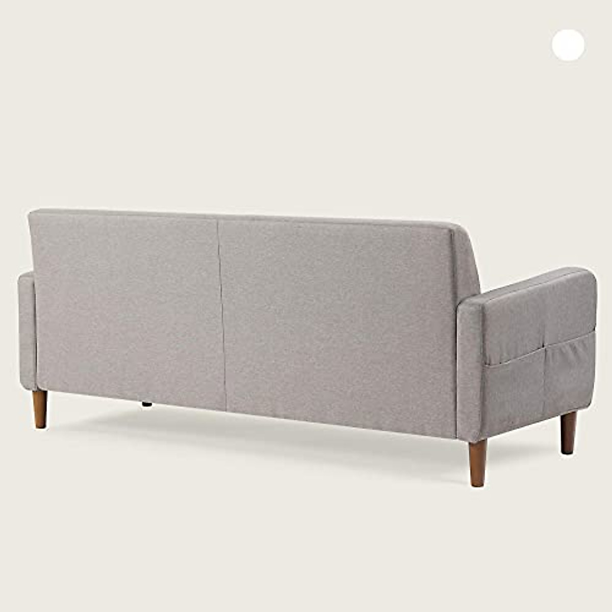 Mellow Adair Mid-Century Modern Loveseat/Sofa/Couch with Armrest Pockets, Light Grey