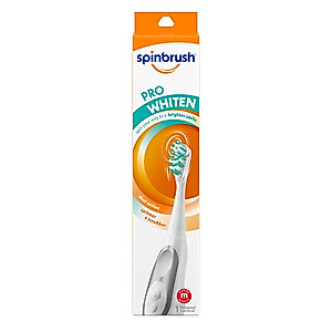 Spinbrush PRO WHITEN Battery Powered Toothbrush, Medium Bristles, 1 Count, Rose Gold or Silver Color May Vary