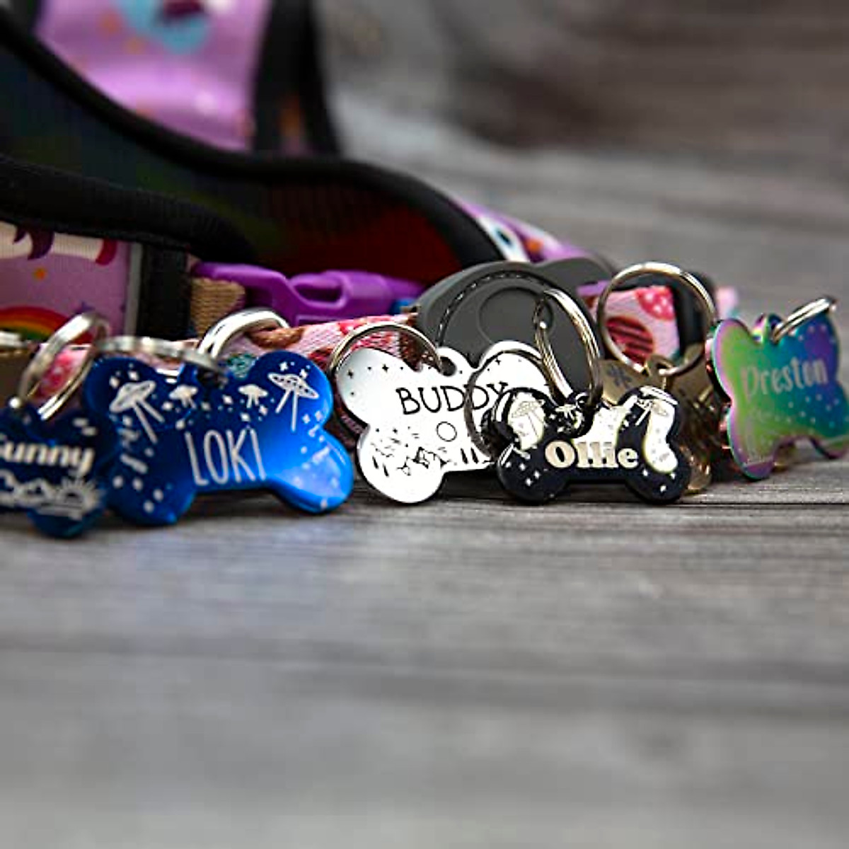 Personalized Dog Tag with 5 Lines of Custom Deep Engraved Durable Stainless Steel Pet ID Name Tag Designer Regular Size Bone