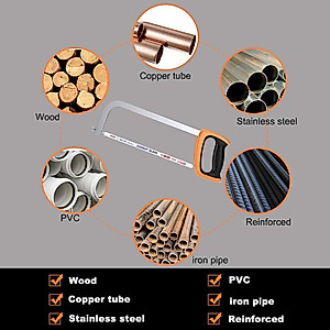 JUGREAT 12" Hacksaw Blades Replacement Bi-Metal,Bi-Metal Safe Flex Metal,High Speed Steel -24TPI (5 Pack)