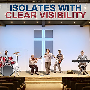 PENNZONI Drum Shield 5ft w/Living Hinges, Comes w/ 6 Drum Panels & Living Hinges, Premium Clear Acrylic Panels, Drum Screen