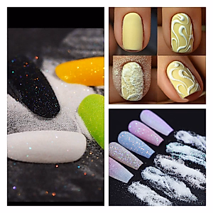 0.2mm Shimmer White Rainbow Nail Glitter Holographic Shining Sugar Nail Glitter Candy Coat Powder Sugar Coating Effect Powder Nail Pigment Powder Nail Art Decorations Dust Diamond Dust for Nails
