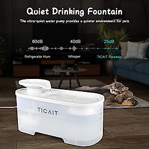 TICAIT Cat Water Fountain, 84oz/2.5L Automatic Pet Water Dispenser, BPA-Free, Ultra-Quiet Smart Pump with LED Light Water Bowl for Cats Dogs Multiple Pets (2 Filters Adapter)