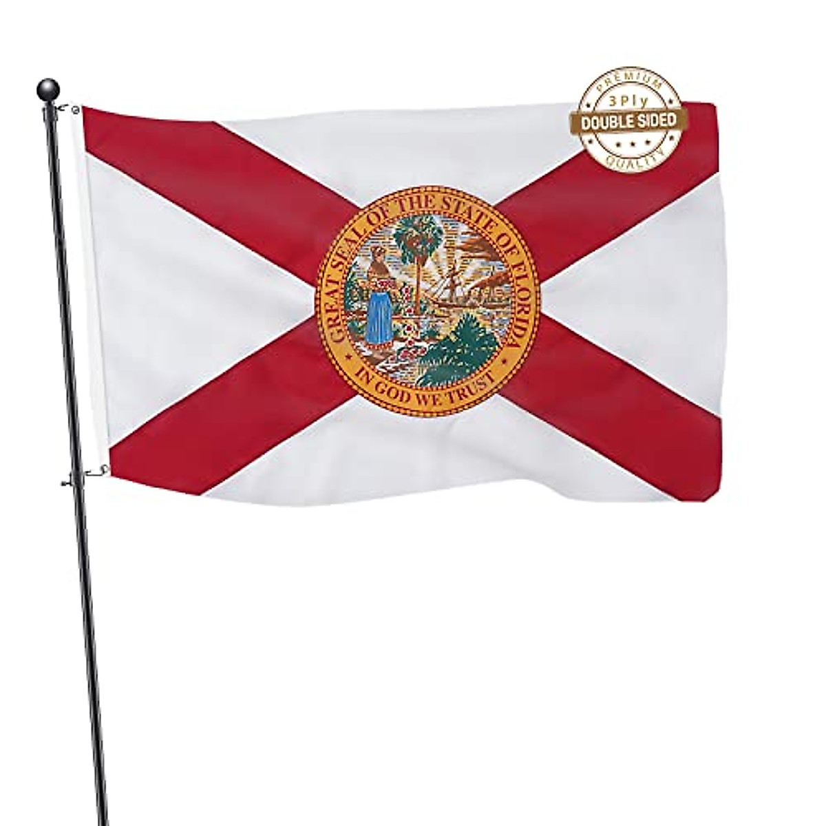 TOPFLAGS Florida Flag 4x6 Double Side 3Ply FL State Flags Heavy Duty Outdoor 4 Rows Stitched Edge with 2 Brass Grommets