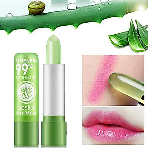 BestLand 5 Pack Aloe Vera Color Changing Lipstick, Long Lasting Moisturizing Temperature Color Changing Aloe Vera Lip Gloss Lip Balm, Green Lipstick that Turns Pink Magic lipstick Makeup (Aloe Vera)
