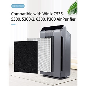 5 HEPA + 8 Carbon Prefilter Compatible with Winix C535, 5300-2, P300, 5300, Repalce 115115