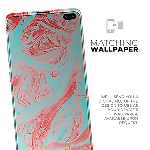 DesignSkinz Swirling Pink and Mint Acrylic Marble Protective Vinyl Decal Wrap Skin Cover Compatible with The Samsung Galaxy S20 (Screen Trim & Back Glass Skin)