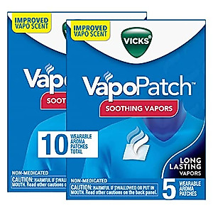Vicks VapoPatch, Wearable Mess-Free Aroma Patch, Soothing & Comforting Non-Medicated Vicks Vapors, For Adults & Children Ages 6+, 5ct (2 pack)
