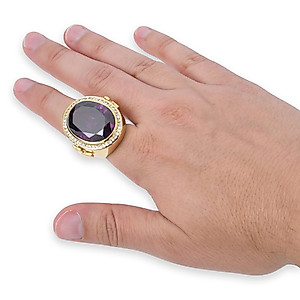 HKN1682 Designs Purple Amethyst Cubic Zirconia 14k Gold Plated Bishop Cross Ring (10)